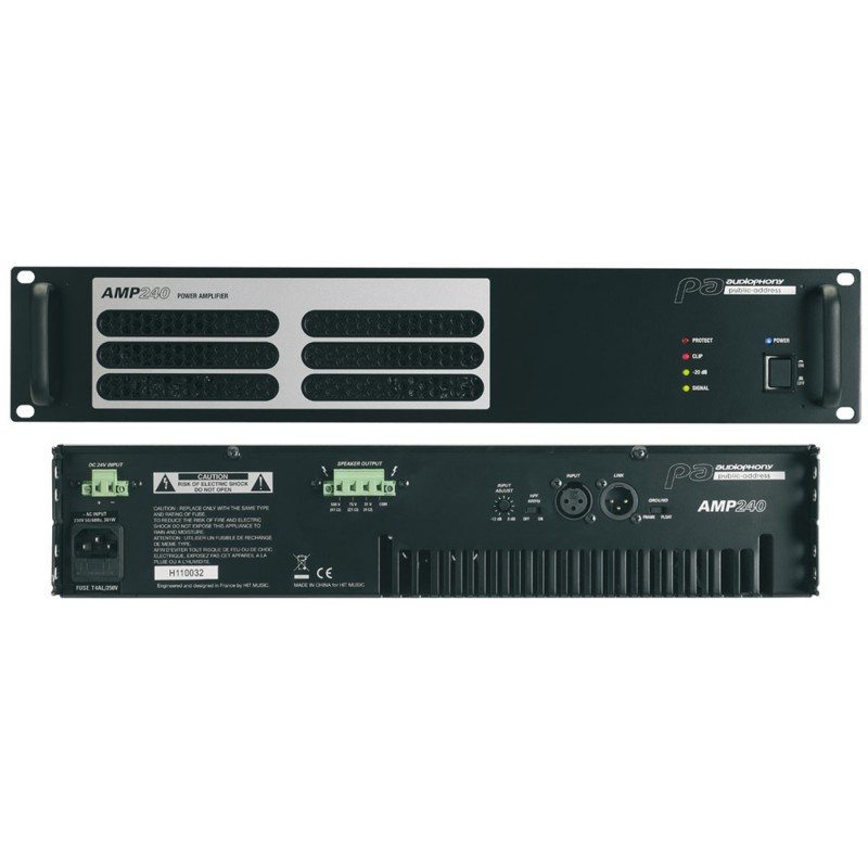 Professional main amplifier for 70 / 100 V installations, 240 W, 2U ...